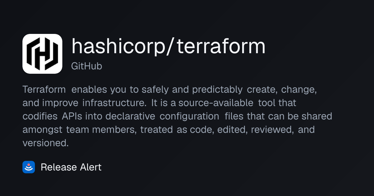 Releases · hashicorp/terraform - GitHub | Release Alert